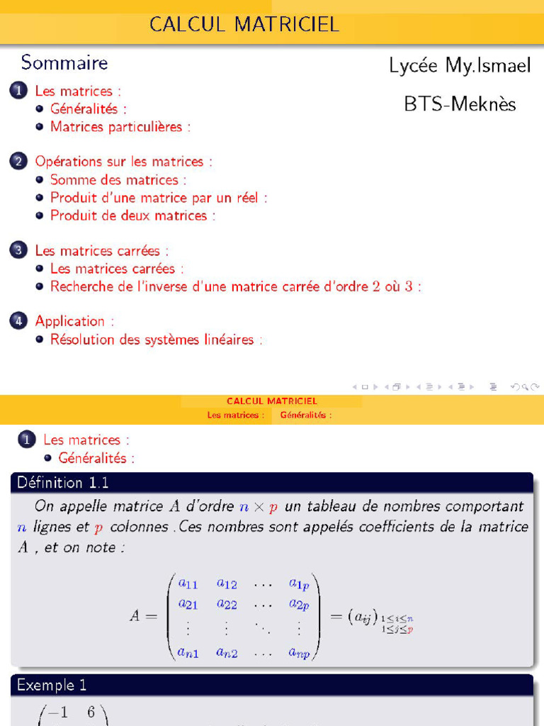 4 Calcul Matriciel | PDF