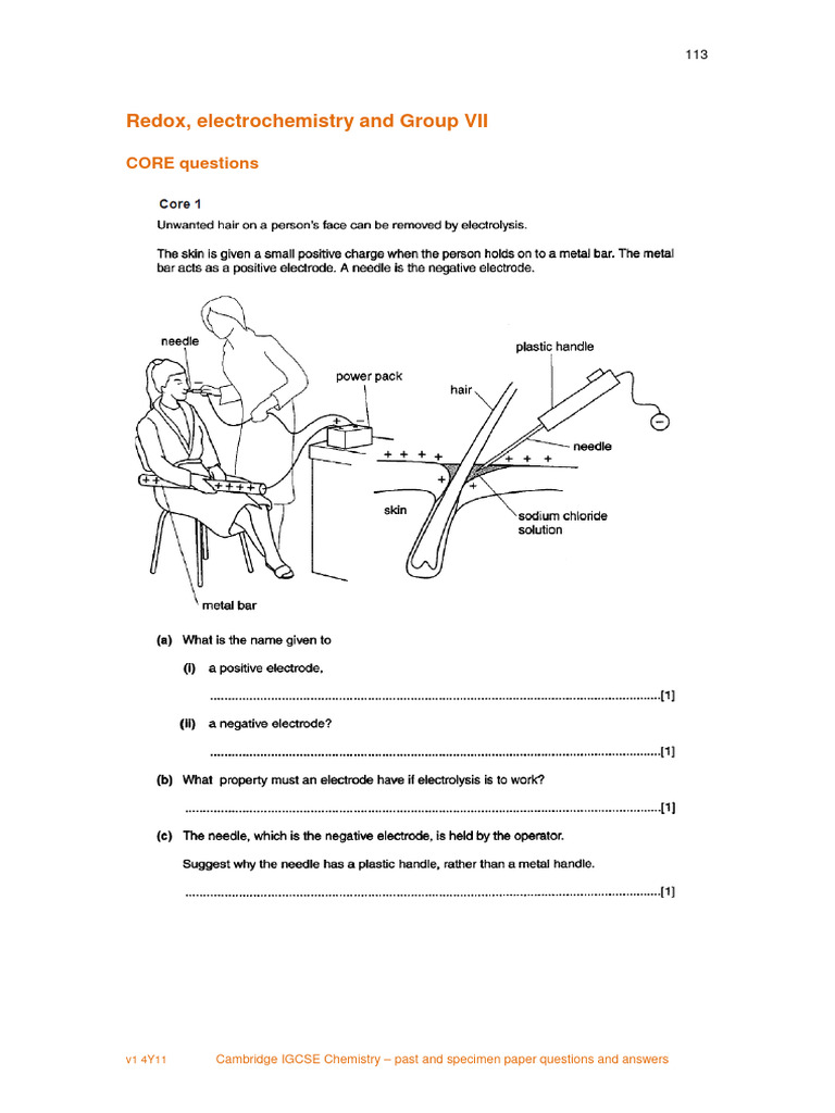 IGCSE Chemistry: Electrochemistry Focus | PDF | Physical Sciences ...
