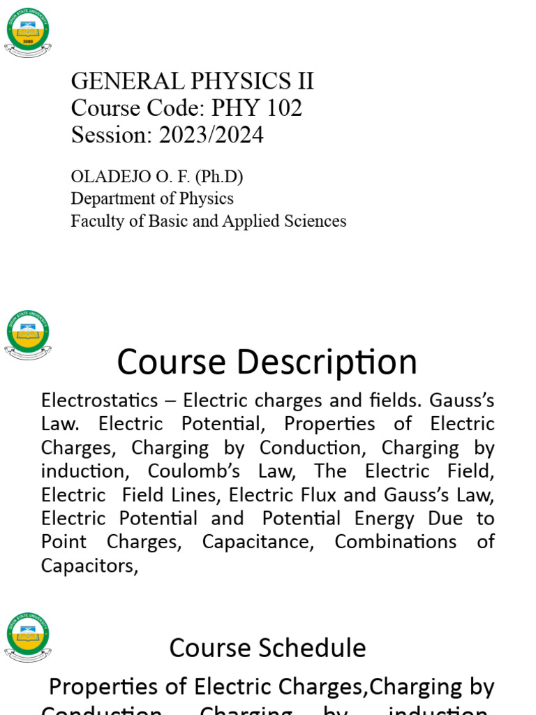 PHY 102 Power Point | Download Free PDF | Electric Charge | Capacitance