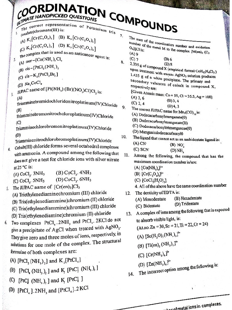 COORDINATION COMPOUNDS | PDF