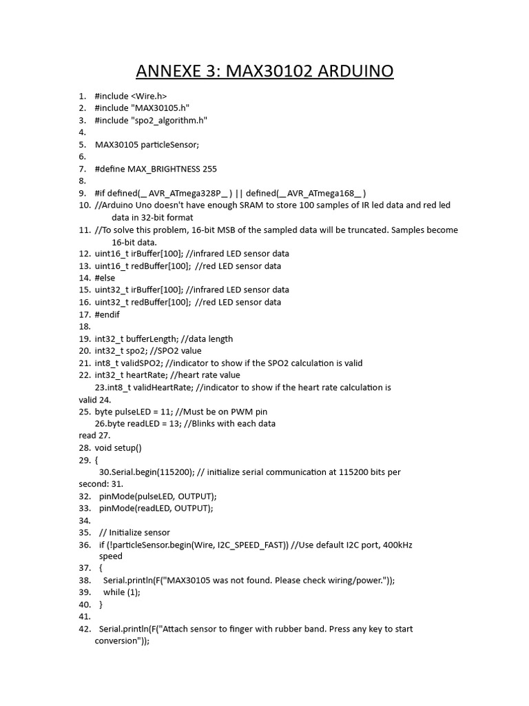 Annexe 3 Max30102 Arduino | PDF | Computer Data | Computer Hardware