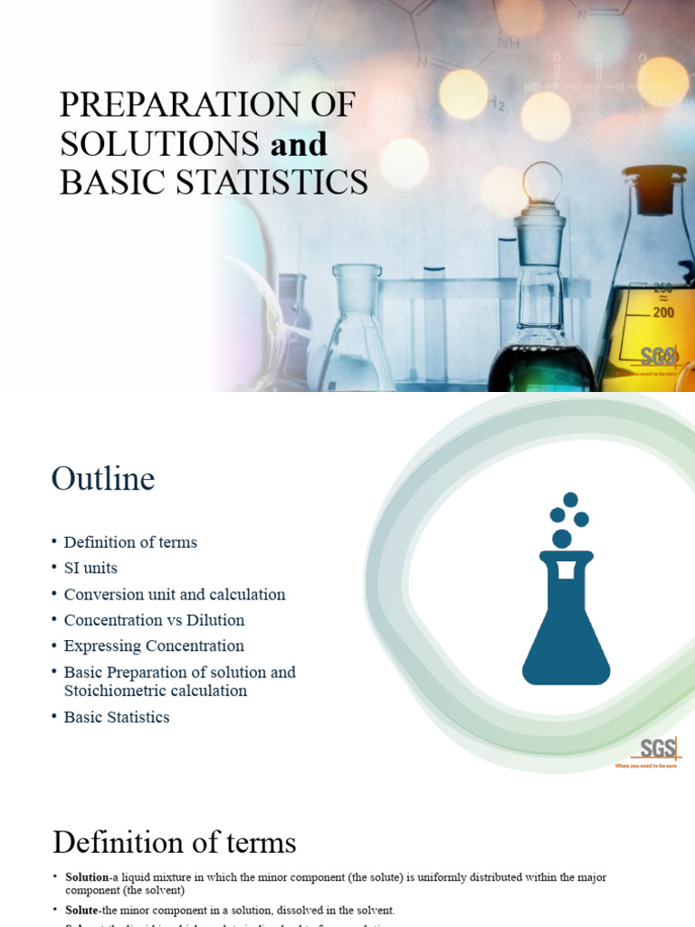 Preparation of Solutions and Basic Statistics | PDF | Coefficient Of ...