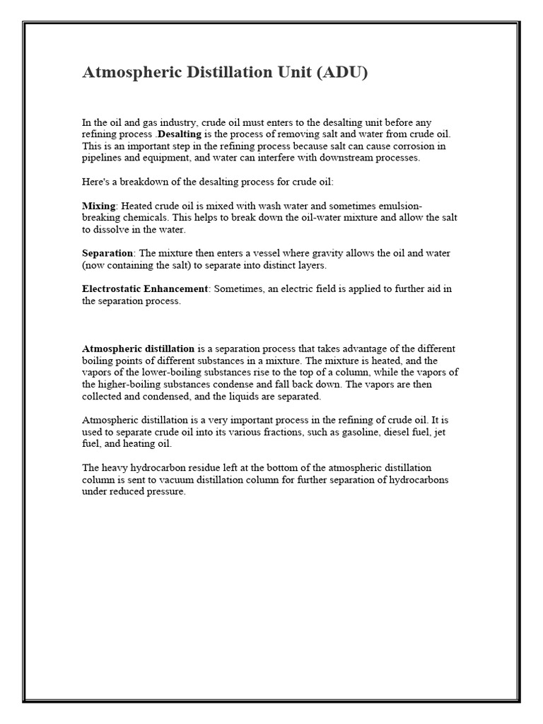 Atmospheric Distillation Unit | PDF | Distillation | Oil Refinery