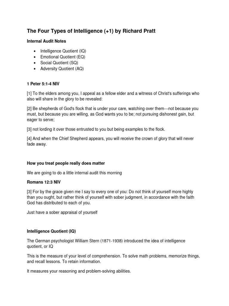 The Four Types of Intelligence | PDF | Emotional Intelligence ...