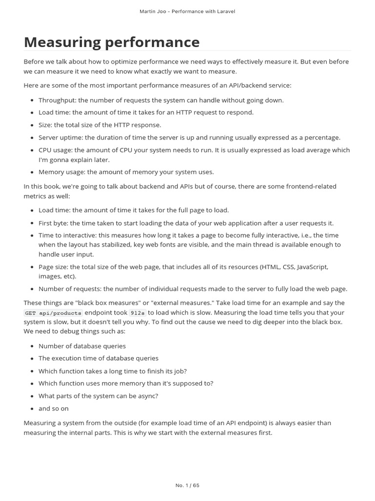 Martin Joo - Performance With Laravel Sample Chapter | PDF | World Wide Web | Internet & Web