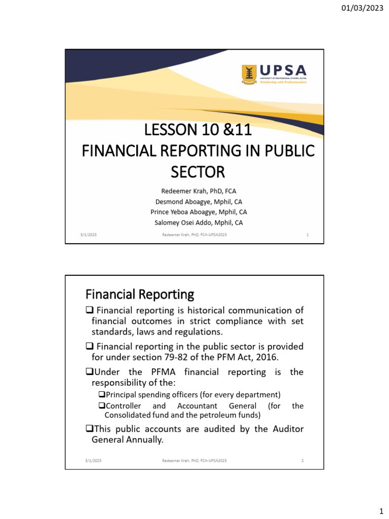 Public Sector Financial Reporting Overview | PDF | Government Budget ...