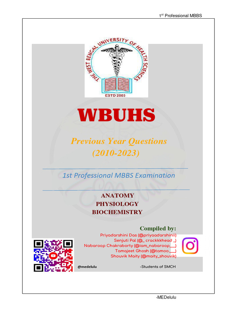 Wbuhs: Previous Year Questions (2010-2023) | PDF | Knee | Shoulder