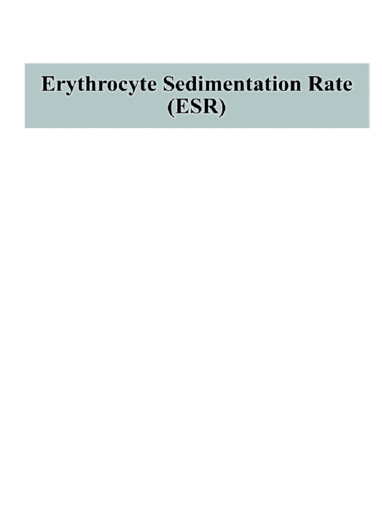 ESR-Erythrocyte Sedimentation Rate (WINTROLB'S METHOD) test | PDF