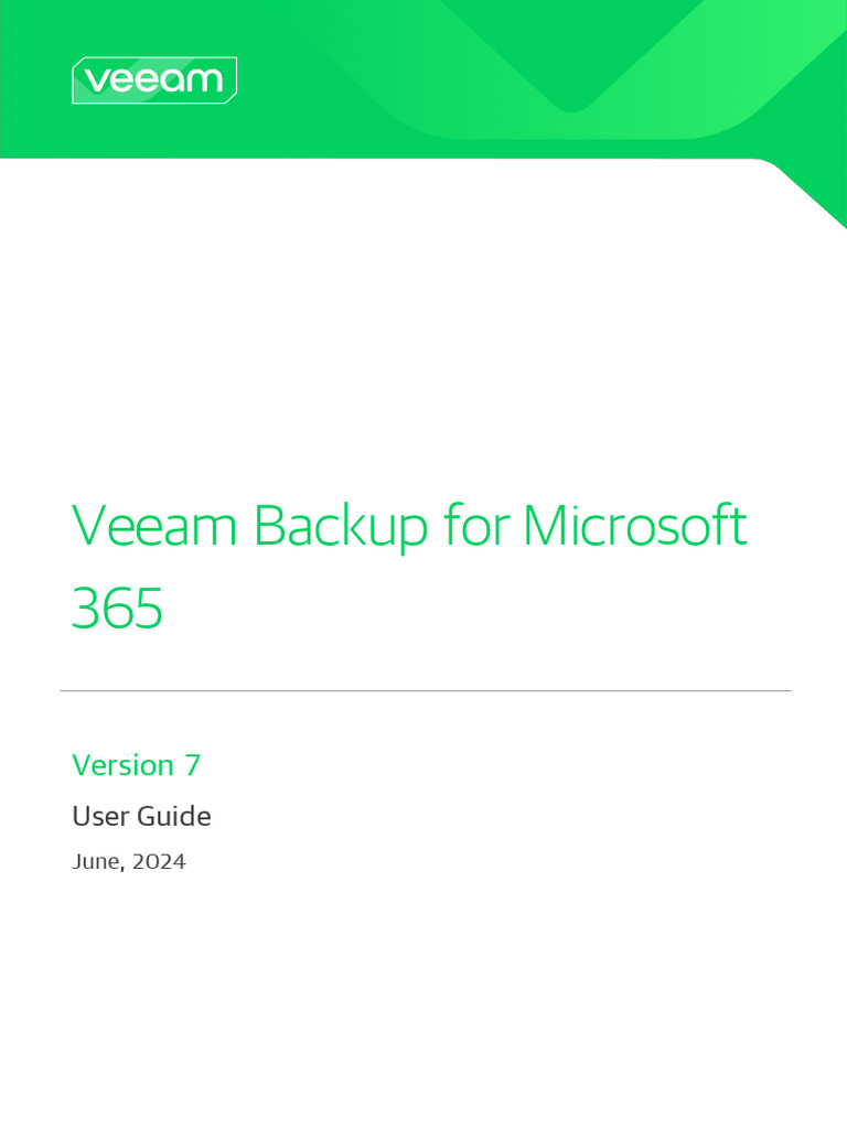 Veeam Backup m365!7!0 User Guide | PDF | Microsoft Windows | Backup