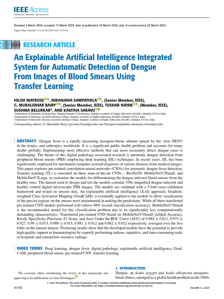 AI for Automatic Dengue Detection | PDF | Serology | Receiver Operating ...