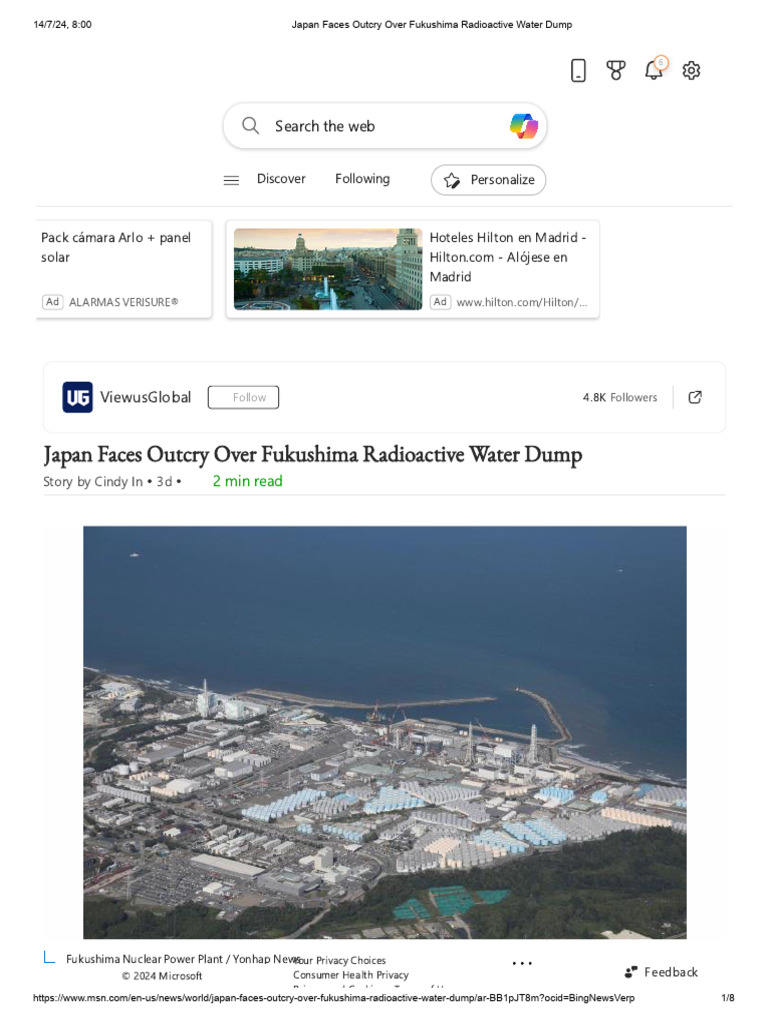 Japan Faces Outcry Over Fukushima Radioactive Water Dump 10/07/2024 ...