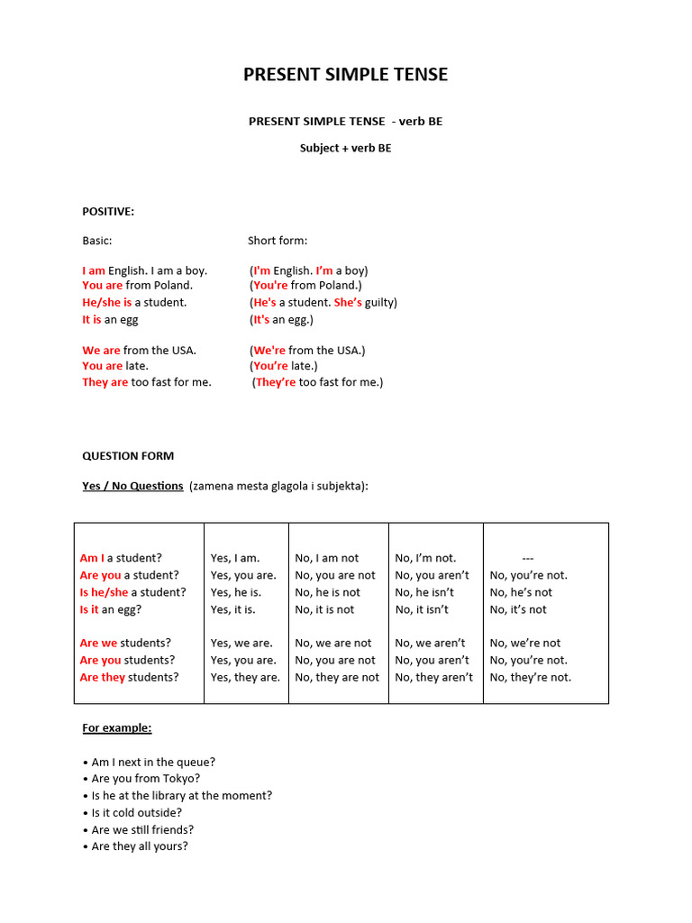 PRESENT SIMPLE | PDF | Syntax | Linguistic Morphology