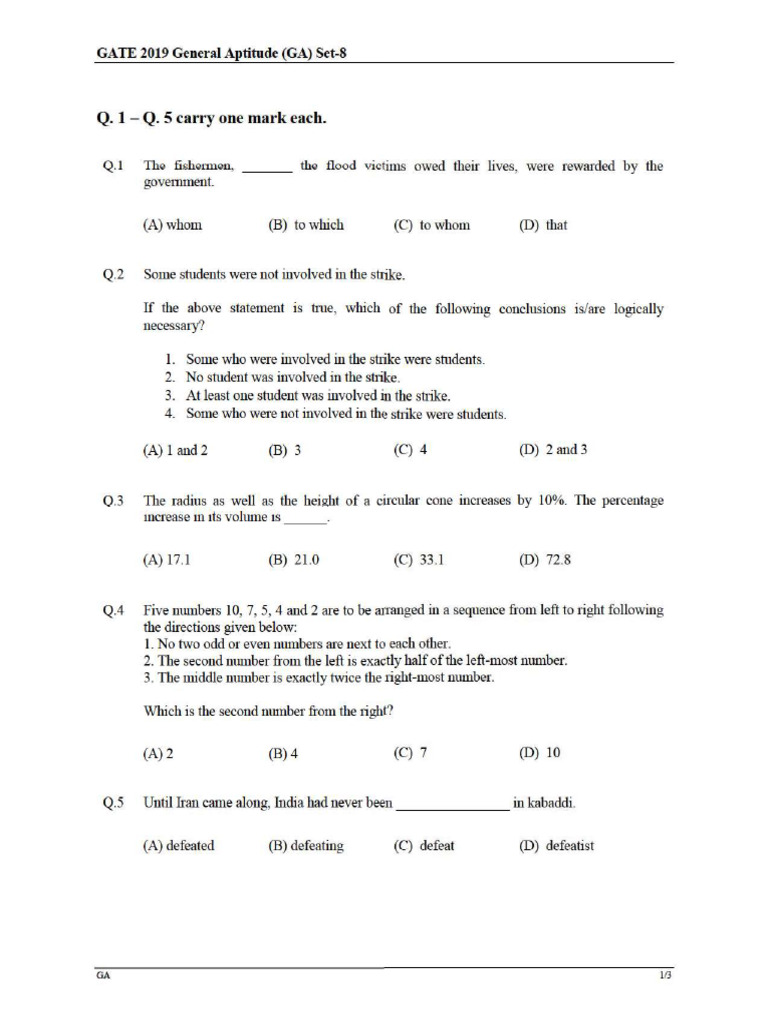 Gate Aptitude 05 | PDF
