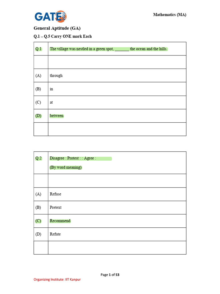 Gate Aptitude 01 | PDF | Dna | Nucleotides