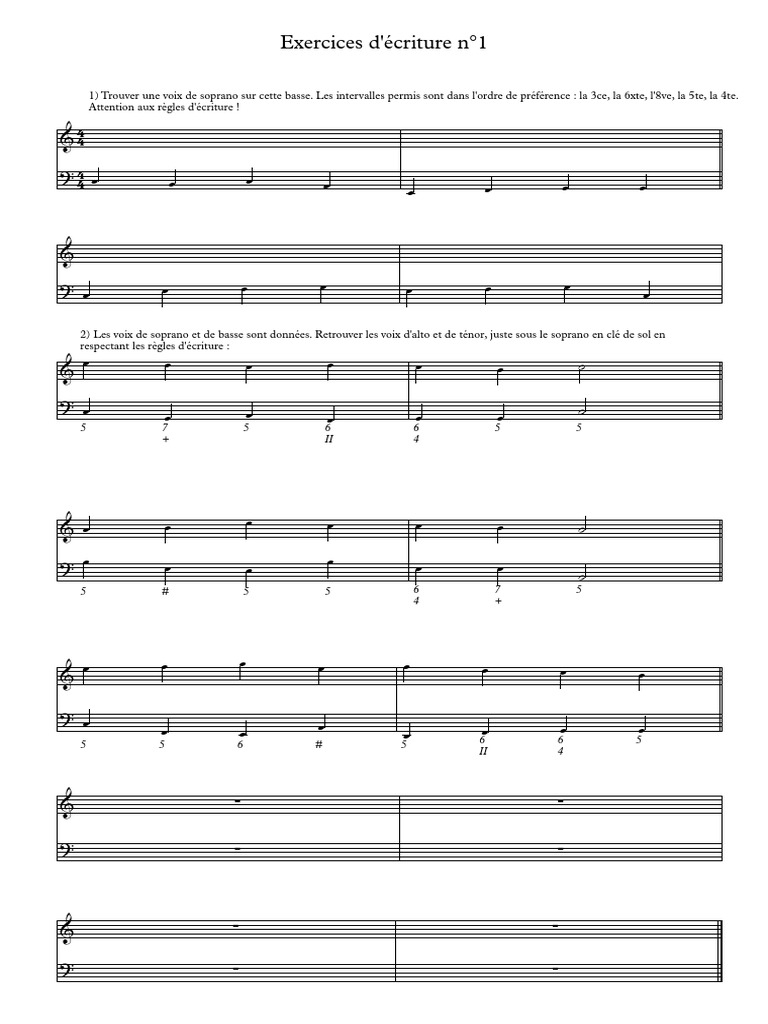 1 - Exercices | PDF | Hauteur (musique) | Musique vocale