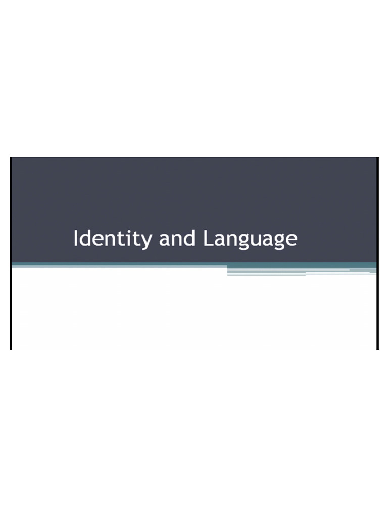 1st Lecture Language N Identity | PDF