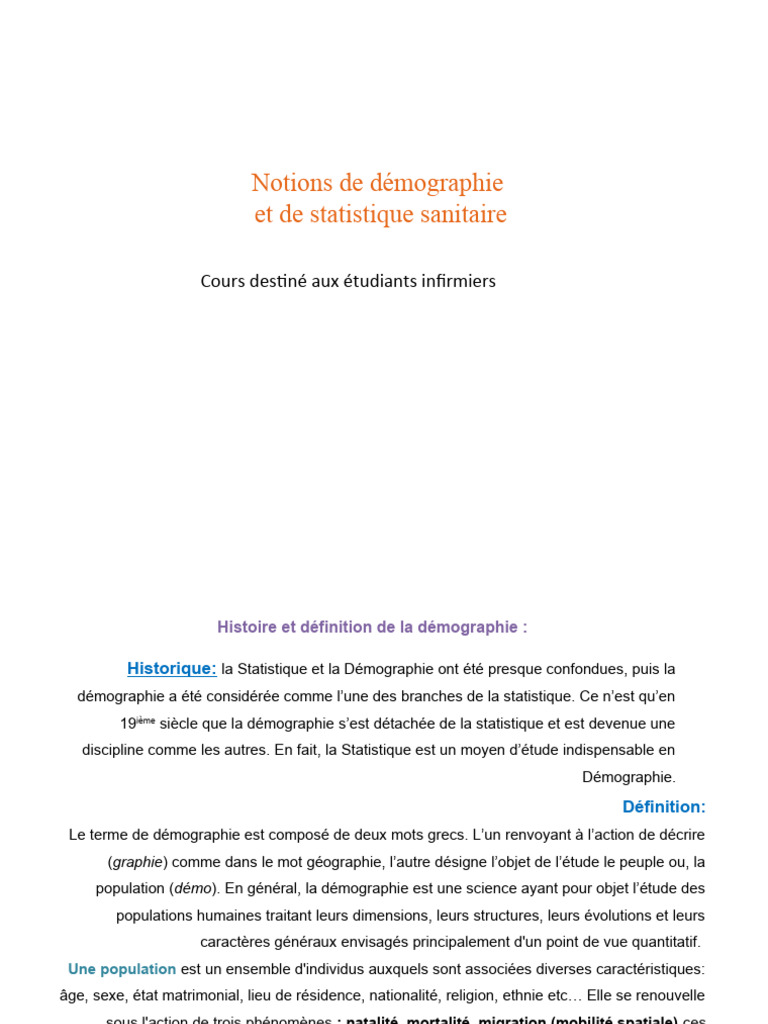 Introduction à la démographie et ses enjeux | PDF | Statistiques ...