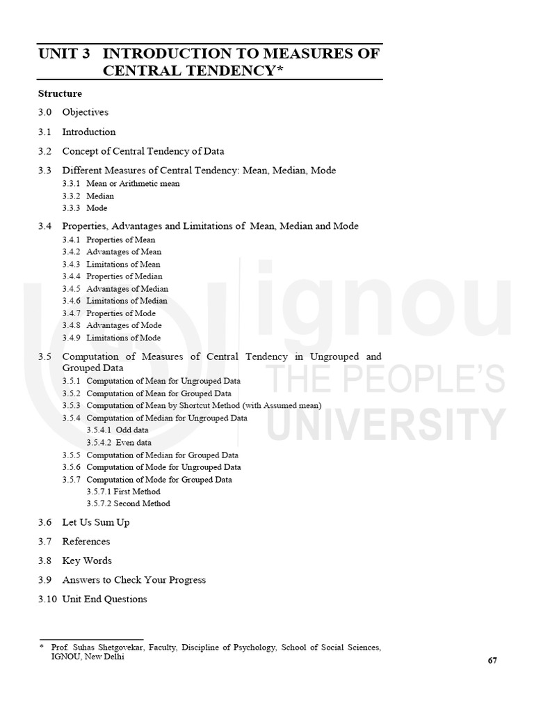 Unit-3 | PDF | Mean | Mode (Statistics)