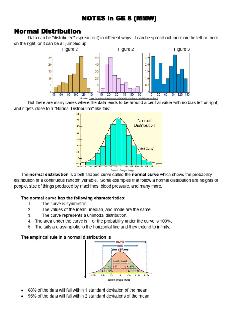Notes in Ge 8 (MMW) - Normal Curve | PDF | Normal Distribution ...