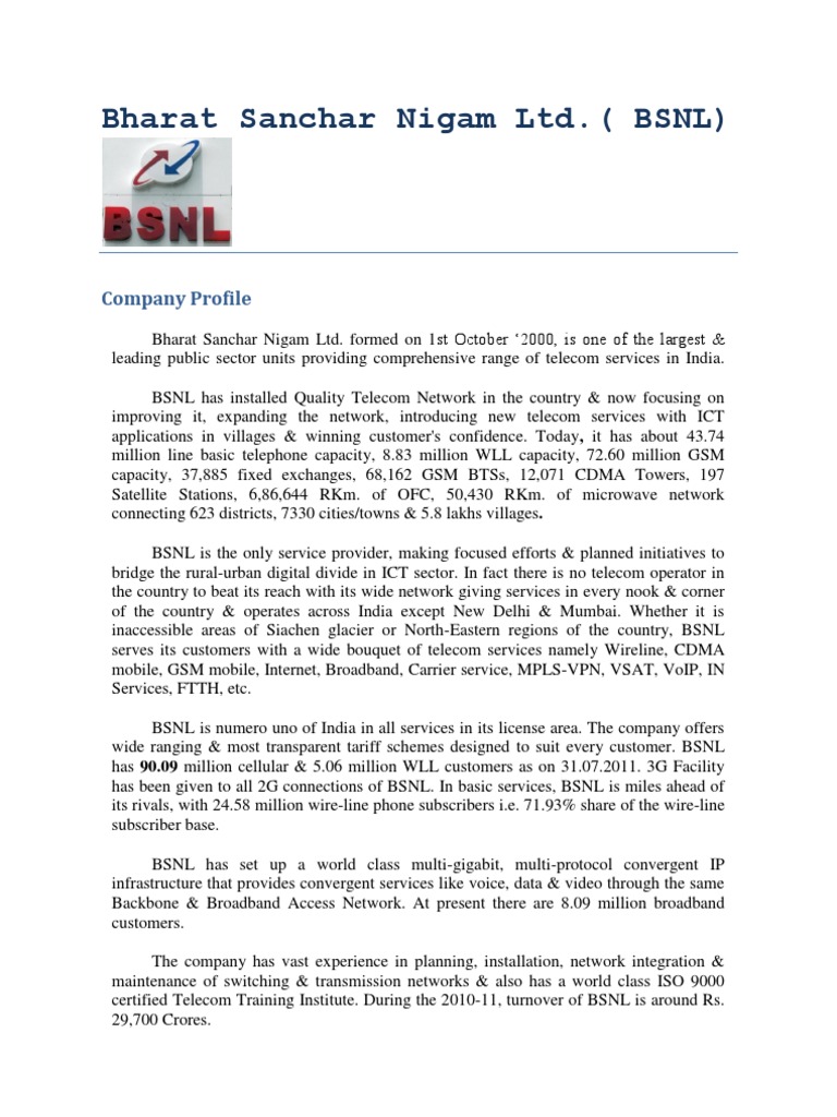 BSNL | PDF | Organizational Structure | Marketing