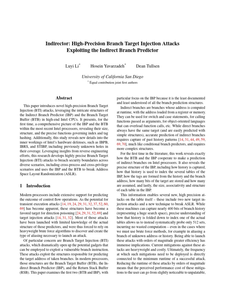 High-Precision Branch Target Injection Attacks on Intel CPUs | PDF ...