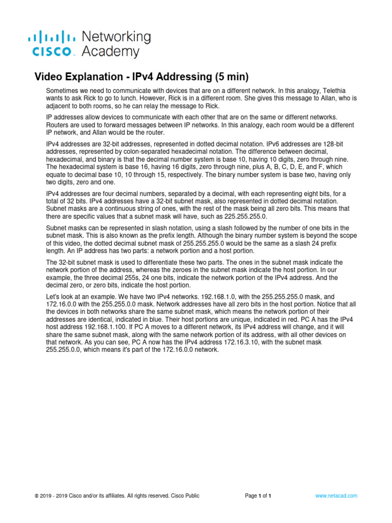 Ipv4 Addressing | PDF | Ip Address | Internet Protocols