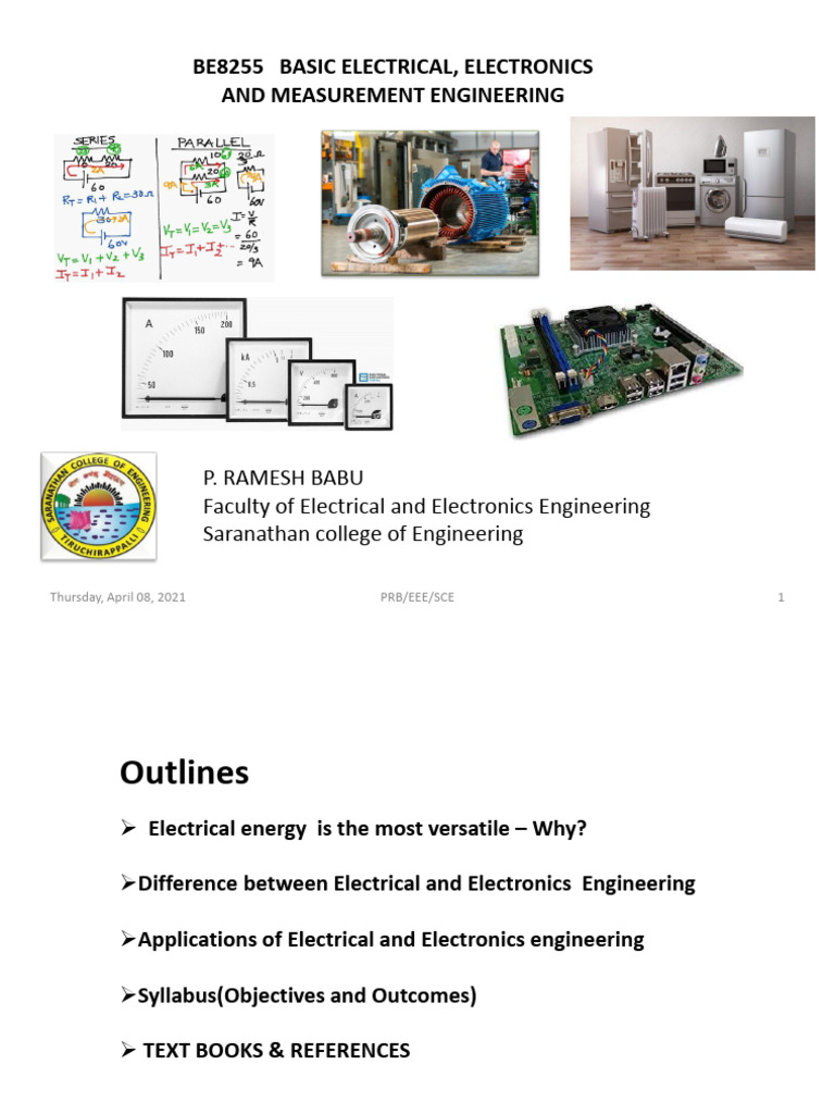 BE 8255 BEEE PPT1 Intro | PDF | Direct Current | Electrical Engineering