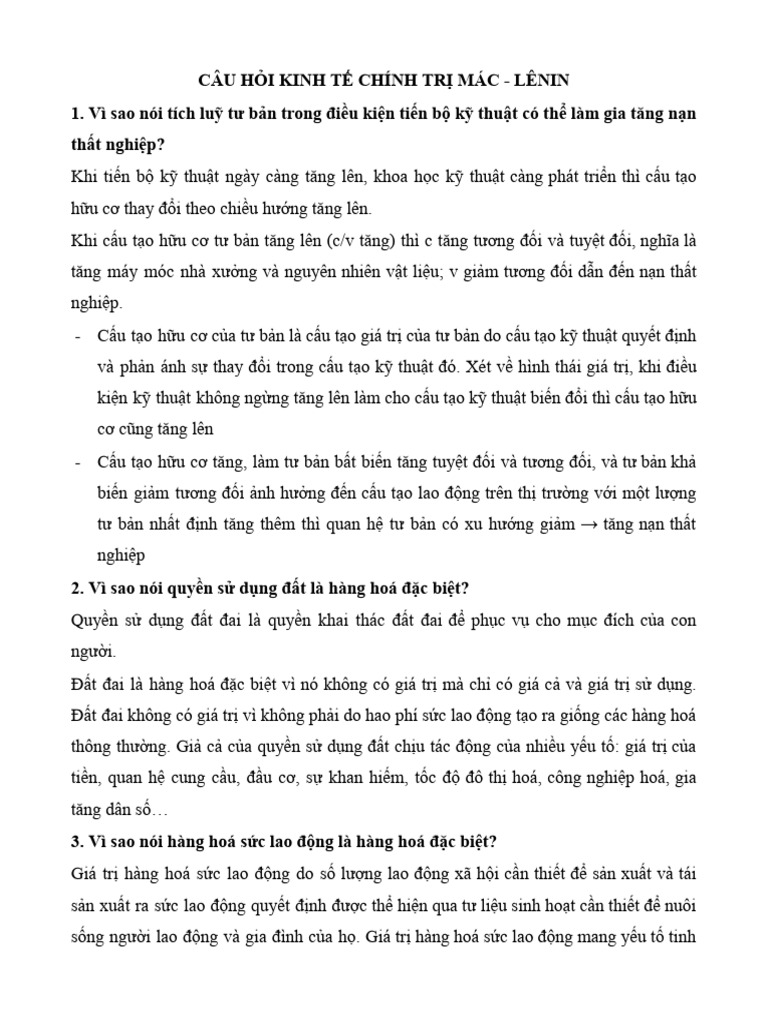 Câu hỏi vì sao - KTCT | PDF