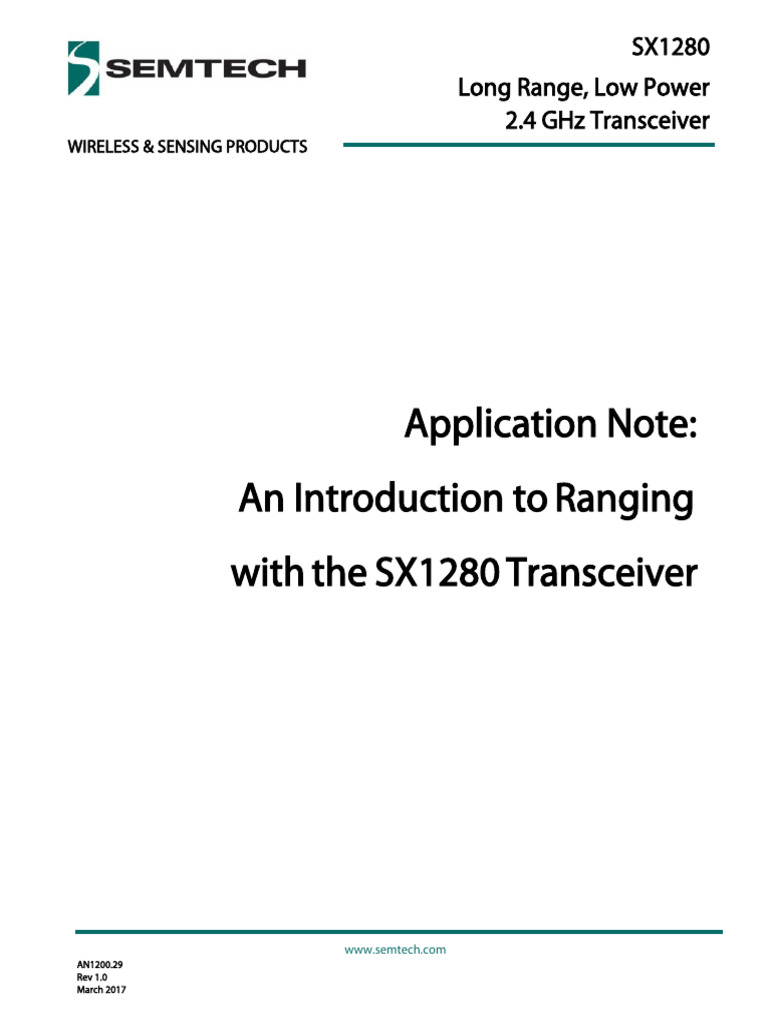AN1200.29 Introduction To Ranging SX1280 V1 0 | PDF | Accuracy And ...