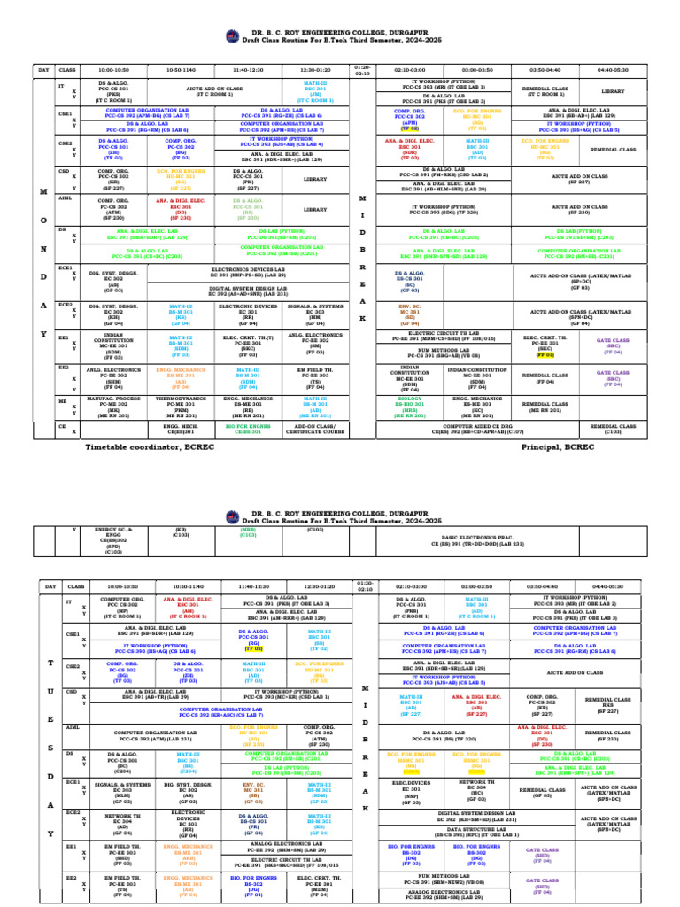 3RD Sem 2024-25 Class Routine | PDF | Computing | Computer Science