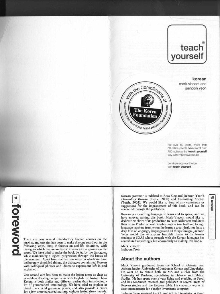 Teach Yourself Korean | PDF | Korean Language | Alphabet