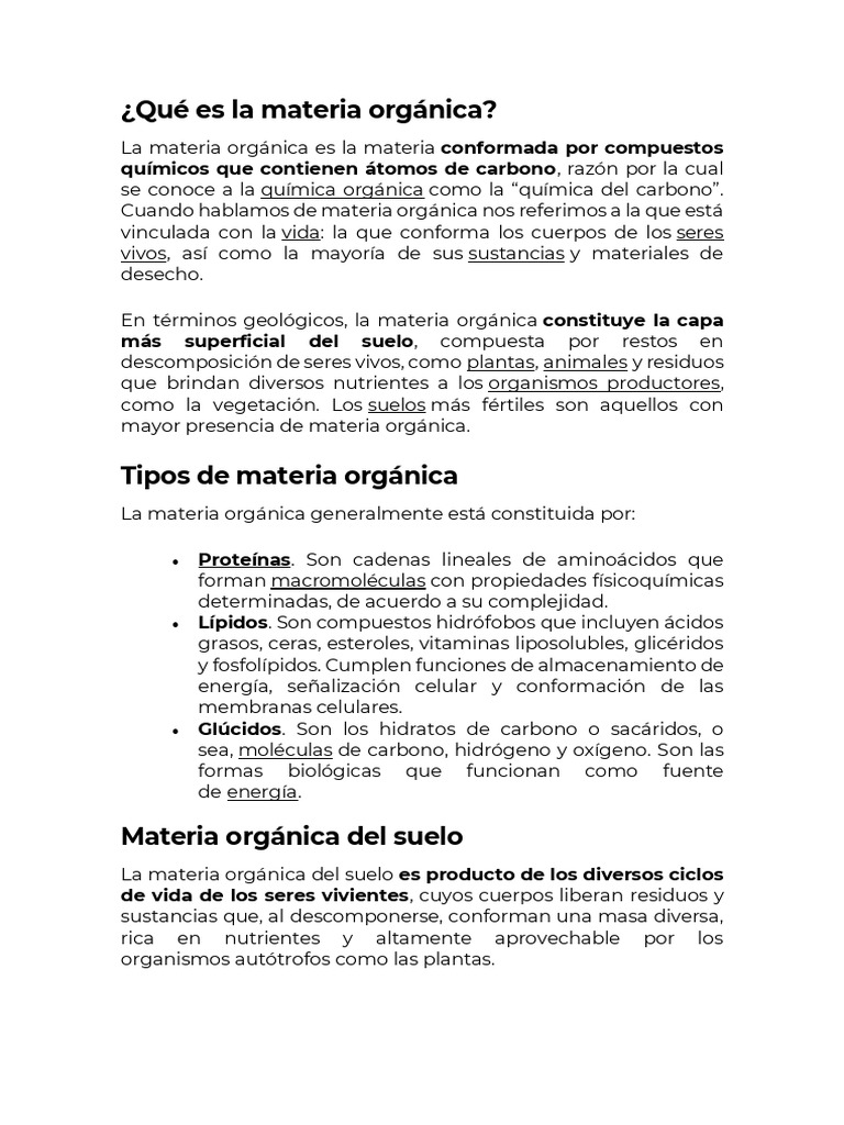 Qué Es La Materia Orgánica | PDF | Compuestos orgánicos | Nutrientes