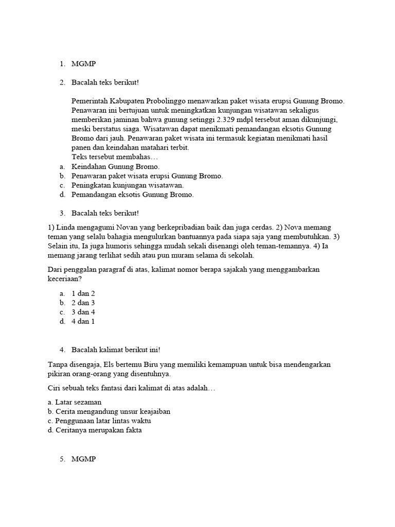 Soal Lus Bindo | PDF