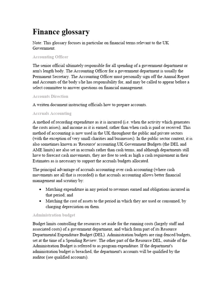 Finance Glossary V3 | PDF | Audit