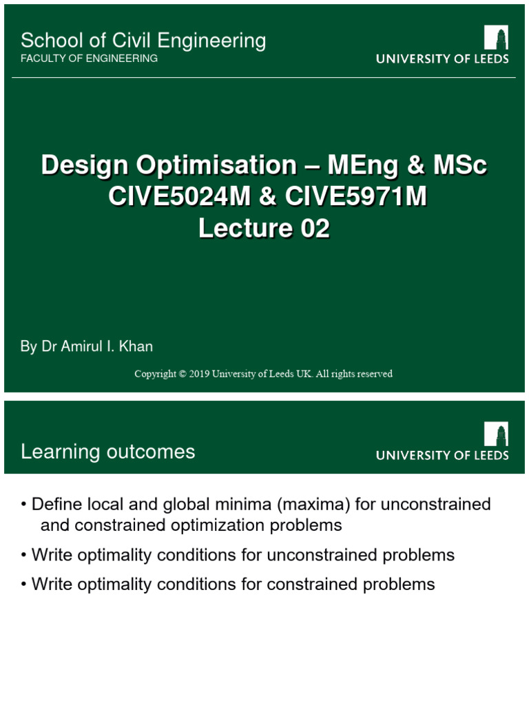 CIVE5024-5971M Lecture-02 2018 | PDF | Mathematical Optimization | Mathematical Analysis