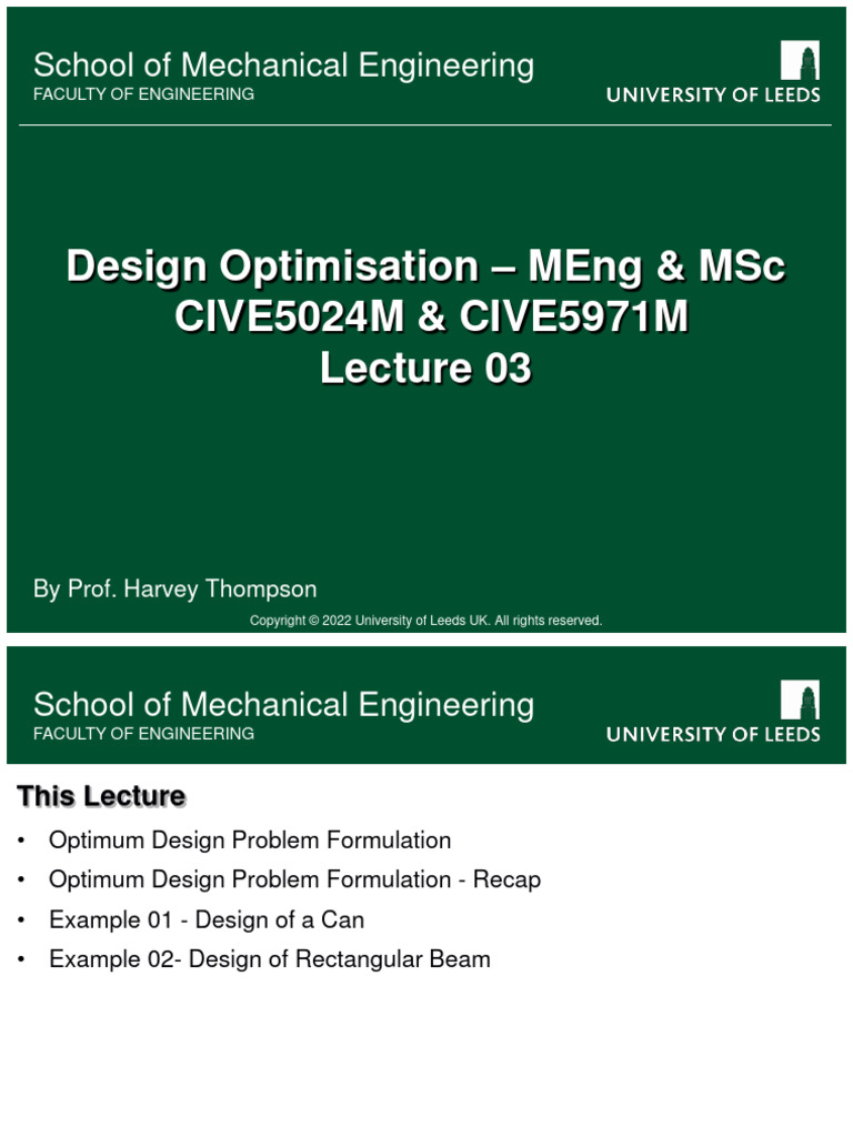 CIVE5024M Lecture | PDF | Mathematical Optimization | Loss Function