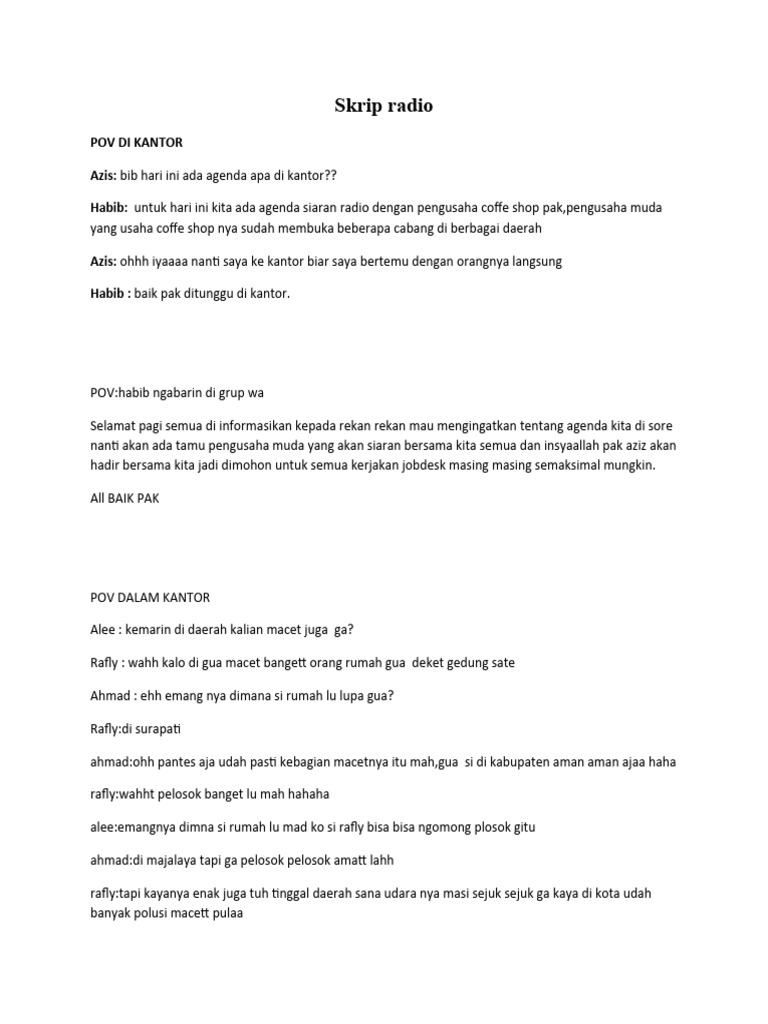 Skrip Radio - Mancom | PDF