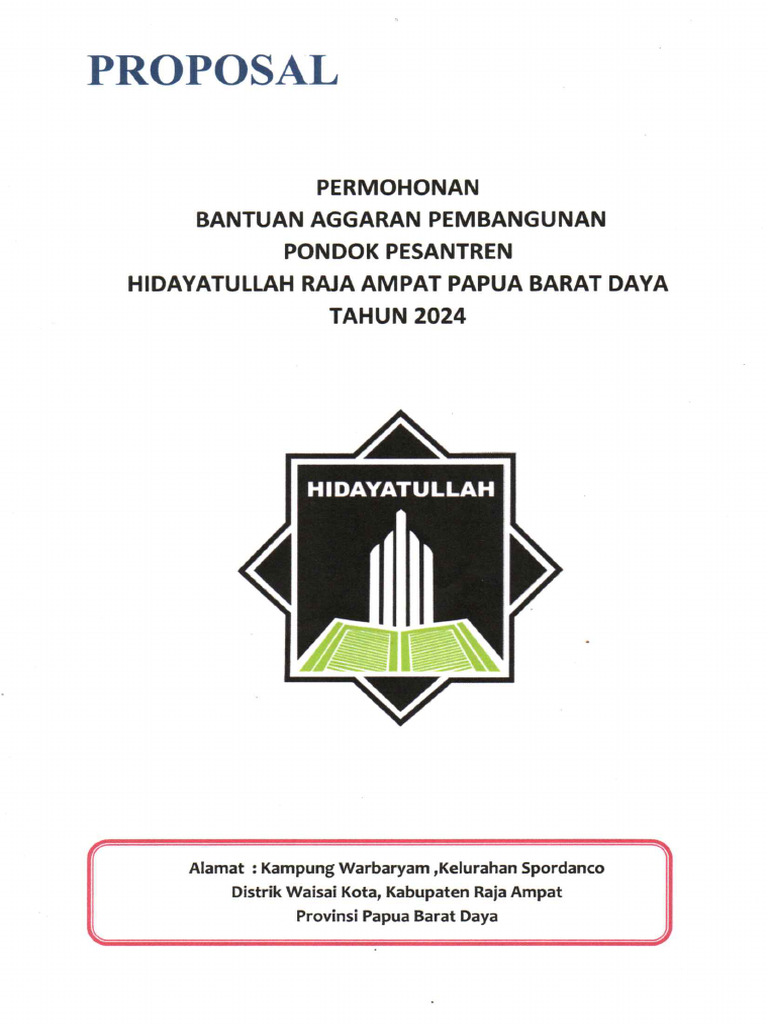 Proposal Ponpes Hidayatullah RJ 4 | PDF