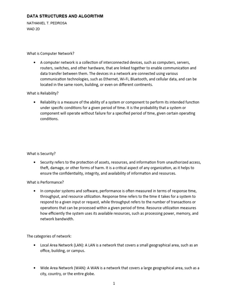 Data Structure And Algorithms Homework1 Pdf Computer Network Computer Networking