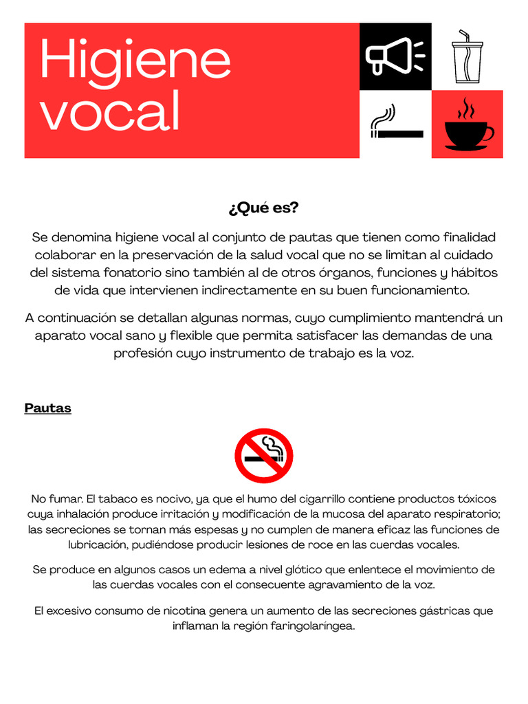 Pautas para una Higiene Vocal Saludable | PDF | Agua | Alimentos