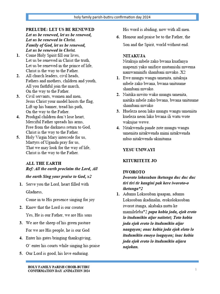 Confirmation Prog For Butiru | PDF | Jesus | God In Christianity