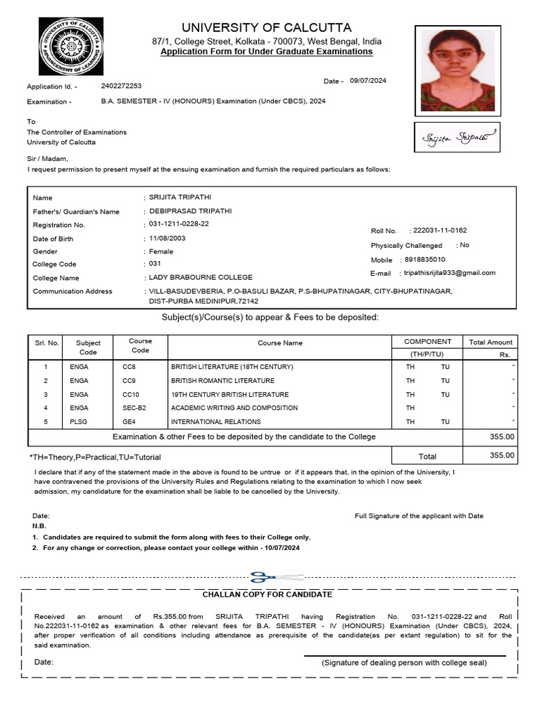 Enrolment - Form - 031 1211 0228 22 - 09 07 2024 - 00 34 | PDF ...