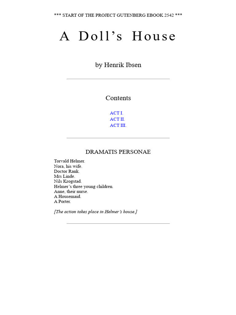 A Doll's House, by Henrik Ibsen | PDF | A Doll's House