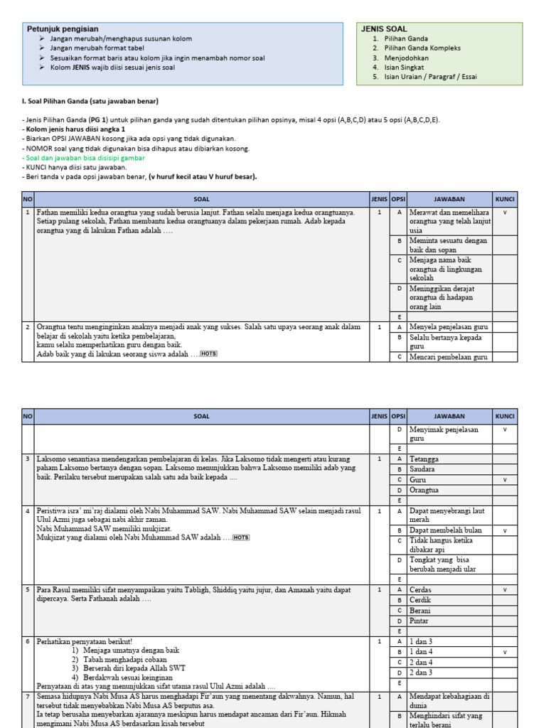 Template Soal Akidah Akhlak TO2 AKH | PDF