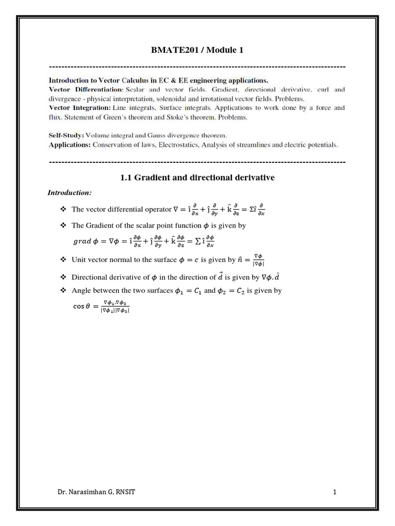 Bmate201 - Module 1 | PDF | Gradient | Abstract Algebra