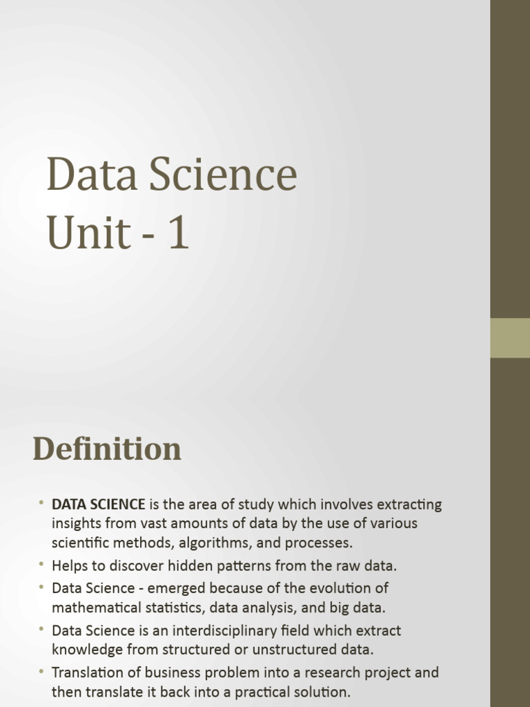 Data Science Unit 1 | PDF | Data Science | Data