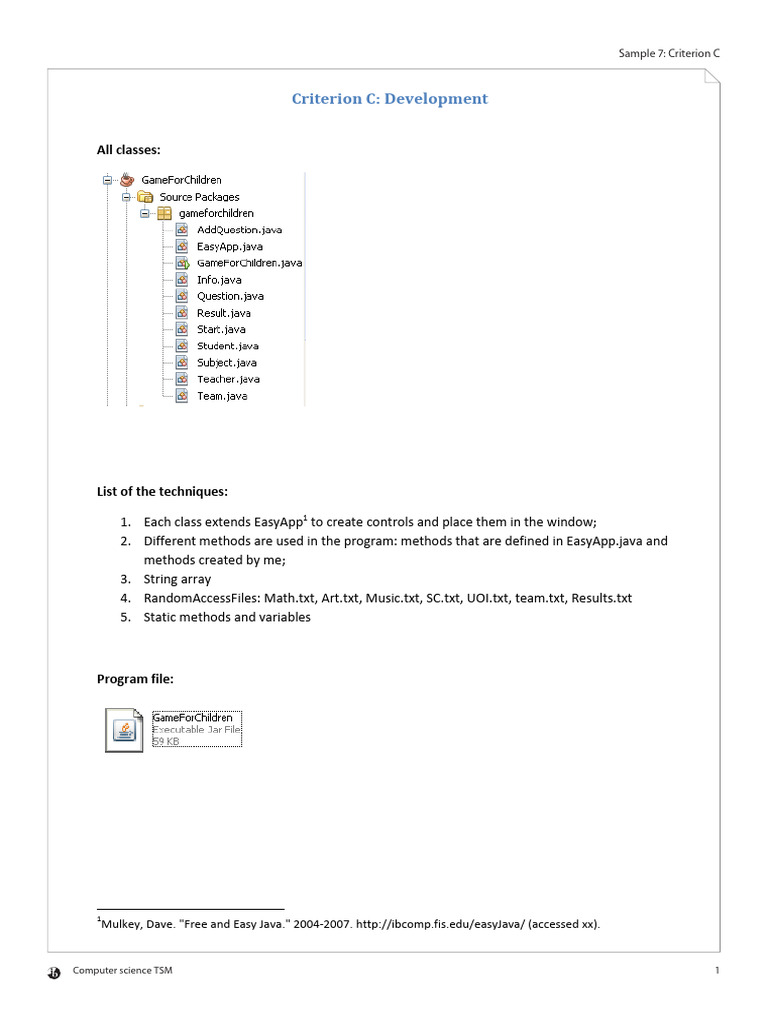 Crit - C - Development EXAMPLE | PDF | Computer File | Method (Computer ...