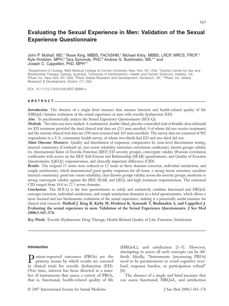 Sexual Experience Questionnaire | PDF | Validity (Statistics)