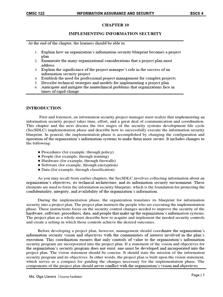 Chapter 10 | PDF | Information Security | Project Management