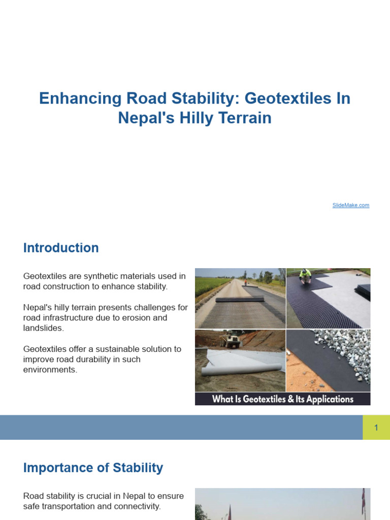 Enhancing Road Stability - Geotextiles in Nepals Hilly Terrain | PDF | Road | Sustainability